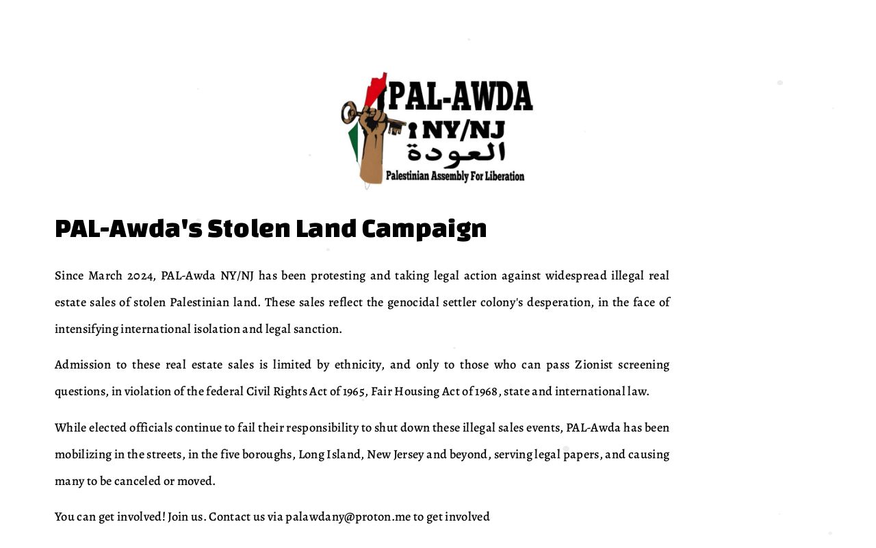 Pal-Awda Stolen Land Campaign